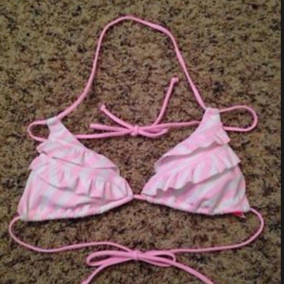 Victoria's Secret | Swim | Victorias Secret Pink White Ruffle String ...